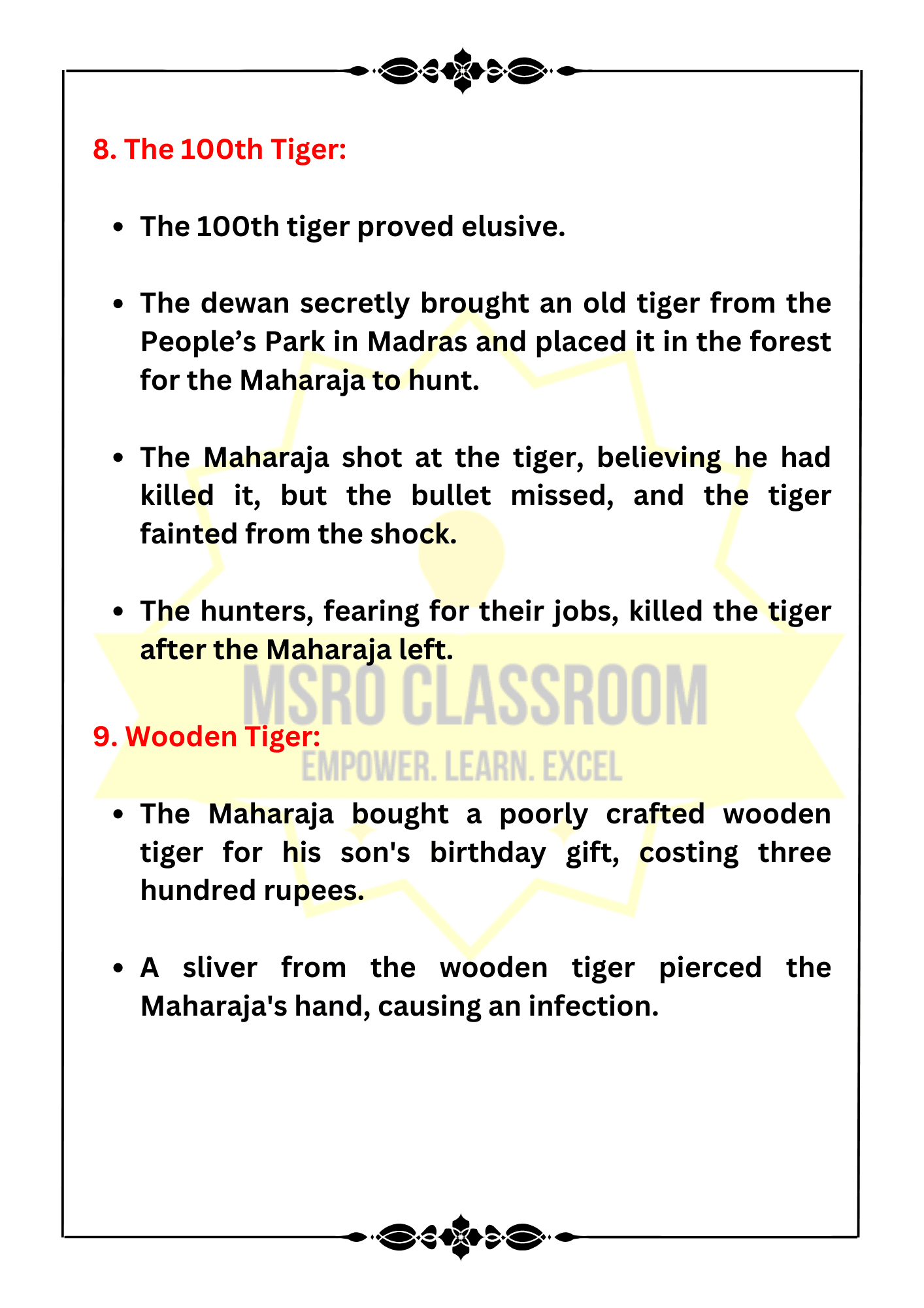 Class 12- Vistas "The Tiger King" Full Explanation - MSRO CLASSROOM