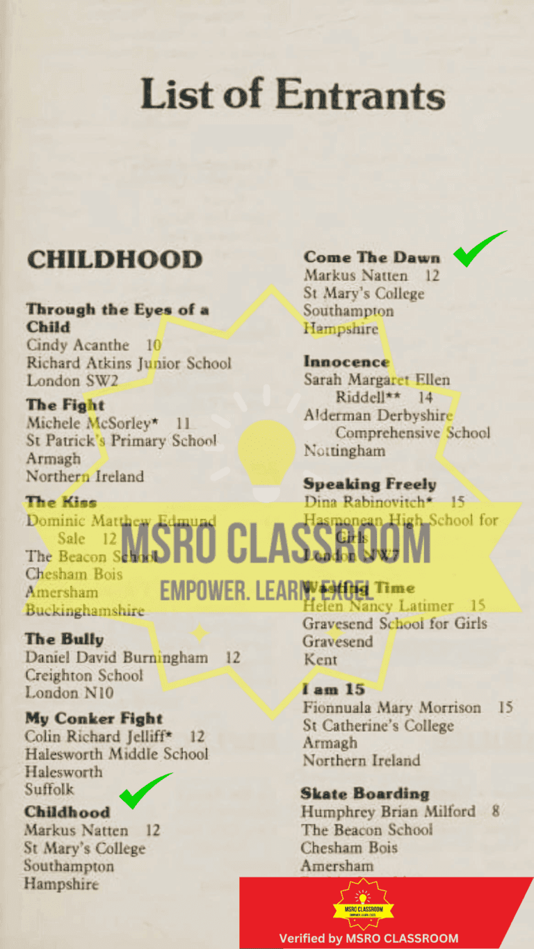 About The Poet Markus Natten-Poet Of Childhood. - MSRO CLASSROOM